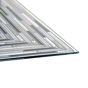 Head West Frameless Reeded Glass Print Gray Modern Wall Mirror - Bathroom Vanity Mirror Decoration with D-Ring Hangers for Vertical & Horizontal Mounting - 24" x 30"