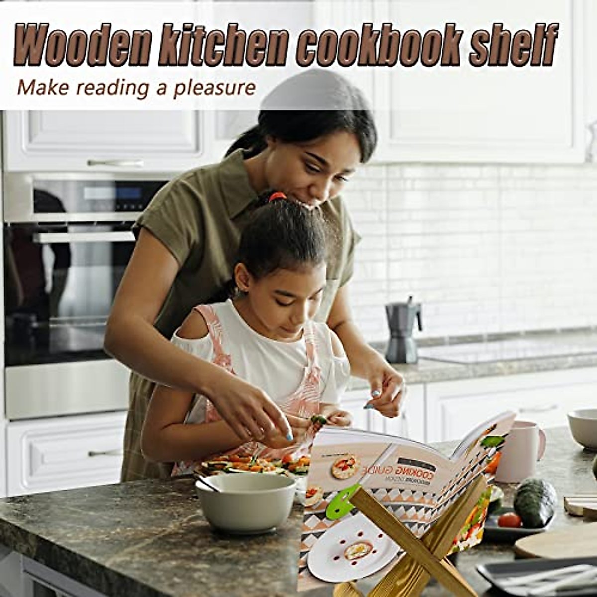 Cookbook Stand - Wooden Decoration Cookbook Cookbook Stand for Kitchen Counter Holder Can Be Used for Ipad, Counter Display, Record Holder, Book Display，Farmhouse Recipe Book Holder（Pine Wood）…