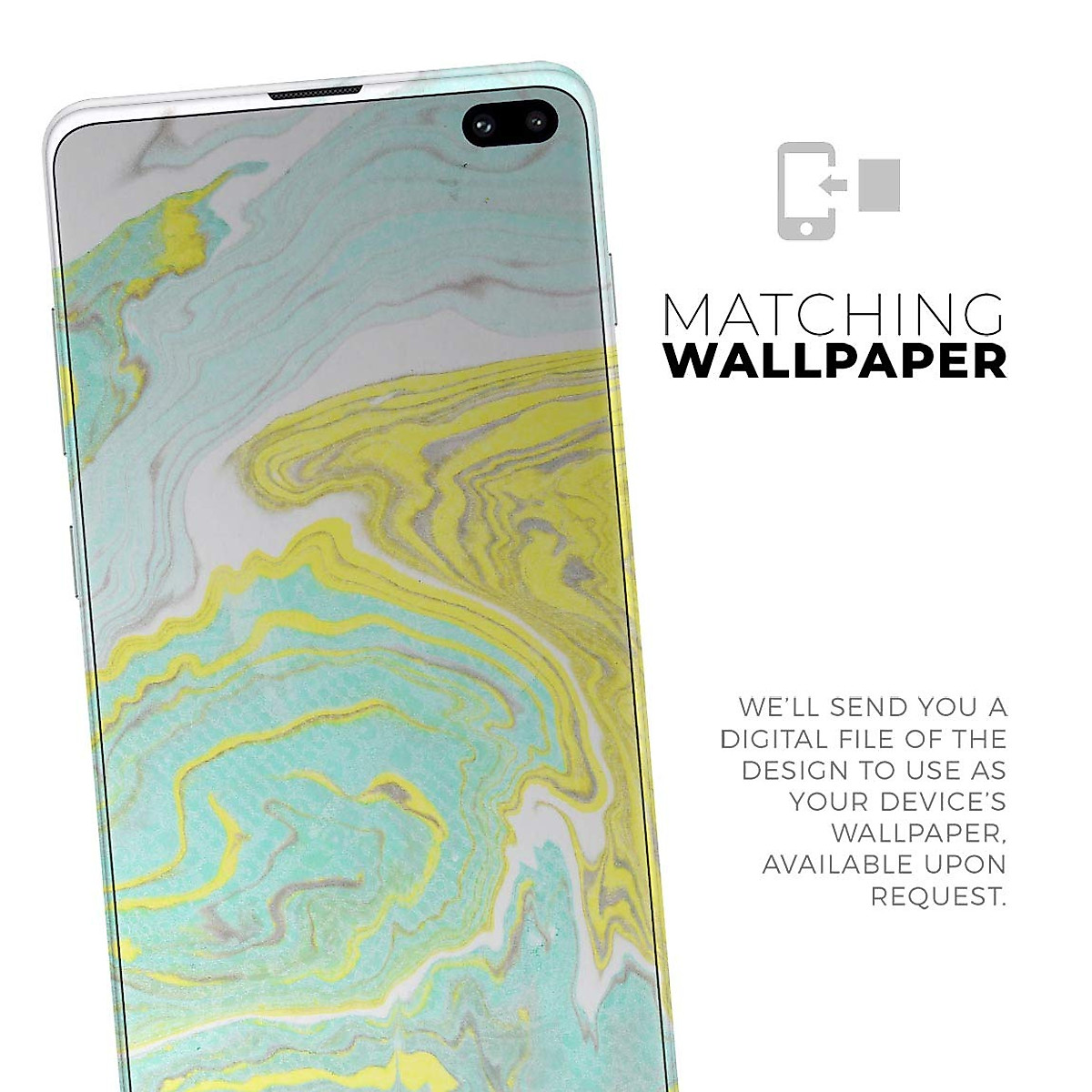 DesignSkinz Mixtured Yellow and Green Textured Marble Protective Vinyl Decal Wrap Skin Cover Compatible with The Samsung Galaxy S20 (Screen Trim & Back Glass Skin)