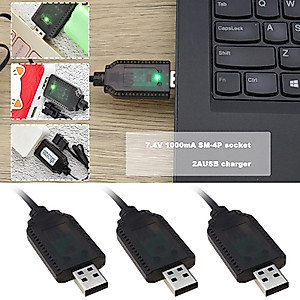 Micro Traders 5PCS USB Power Charger Cable 7.4V 1000mA Output USB RC Battery Charger Connector SM-4P Plug 53cm Length for RC Car Drones FPV Drone Quadcopters