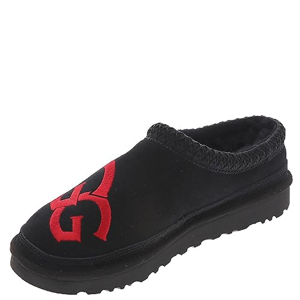 UGG Men's Tasman Logo Slipper, Black / Samba Red, 10