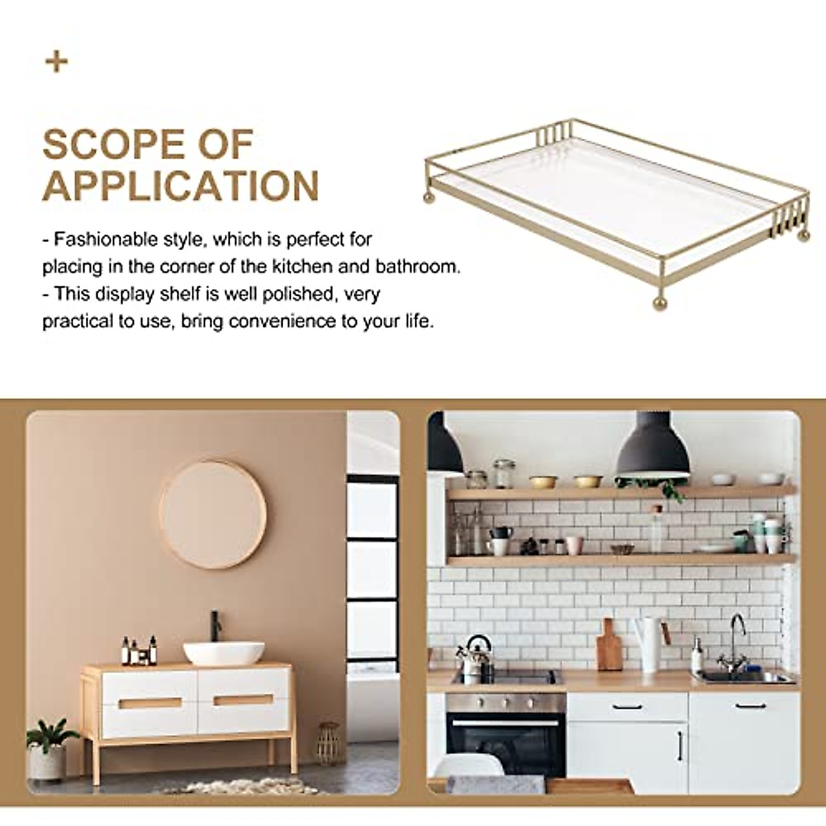 Cabilock Bathroom Organizer Vanity Tray Bathroom Countertop Organizer Sink Dresser Makeup Organizer Cosmetics Holder Spices Rack Bathtub Tray for Tissues Candles Towel Soap Vanity Organizer