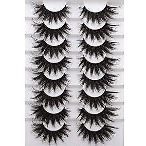 False Eyelashes Fluffy Mink Lashes 20MM Long False Lashes 9D Cat-eye Volume Faux Mink Lashes Pack 8 Pairs by FANXITON