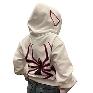 Asadovce Women Men Zip Up Y2k Oversized Hoodie Spider Graphic Full Zipper Sweatshirt Teen Girls Grunge Streetwear Jacket