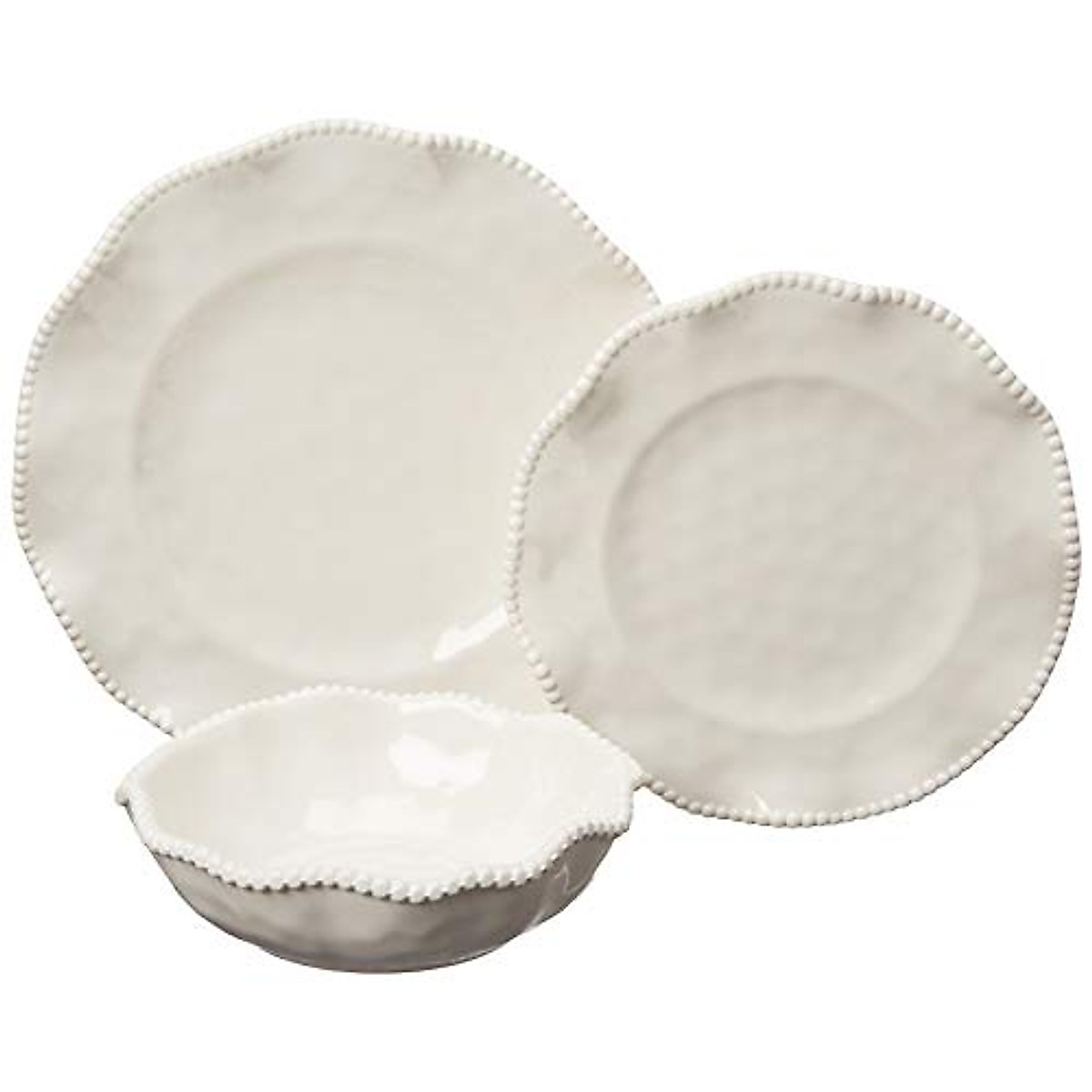 Certified International Perlette Cream 12 pc Melamine Dinnerware Set, Service for 4