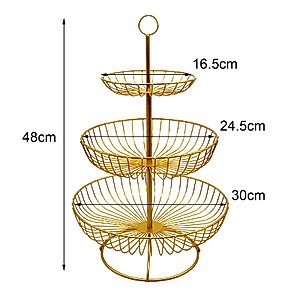 JFFLYIT 3 Tier Fruit Bowl Fruit Basket Countertop Metal Fruit Stand Holder Detachable and Hangable for Fruits Snacks Vegetables