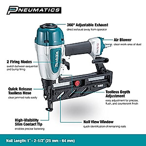 Makita AF601 16 Gauge, 2-1/2" Straight Finish Nailer,