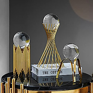 E-isata Modern Abstract Art Crystal Ball with Gold Iron Stand Decorative Ornaments for Living Room Bedroom TV Cabinet Crafts Gifts Office Home Decor (Pipe)