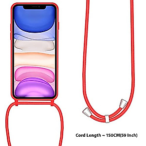 UEEBAI Crossbody Lanyard Phone case for iPhone 7 Plus/8 Plus, Silicone Phone Cover with Adjustable Necklace Strap Soft Belt Neck Cord Lanyard Shockproof Protective Case - Red