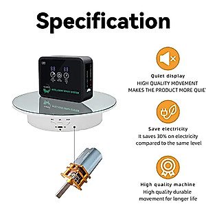 Motorized Rotating Display Stand, Electric Rotating Turntable Velvet Covered 360 Degree for Figure, Photography, Jewelry Product Operated Video Show, Max Load 17.6lb/7.88in, With 5 Free Mats (Black).