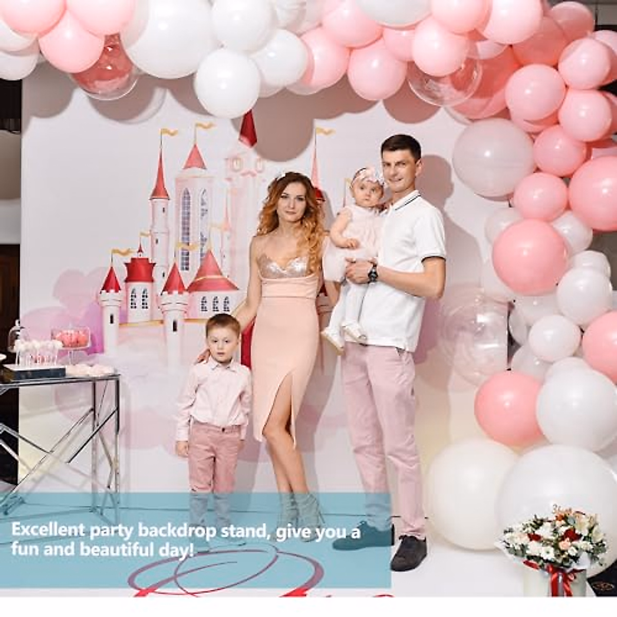 Aureday Backdrop Stand, 10x10ft Adjustable Photo Backdrop Stand for Parties, Heavy Duty Background Stand with Travel Bag, Backdrop Clamps, Crossbars, 2 Sandbags for Wedding/Decorations/Photoshoot