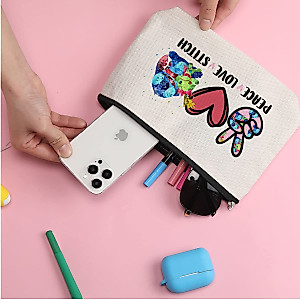 ZHAMEN Cartoon Lover Gift Hawaiian Cartoon Makeup Bag Peace Love Movie Fans Inspired Merchandise Gift for Girls Women Fans Teens Daughter Friends Her Nurse Graduation Birthday Christmas