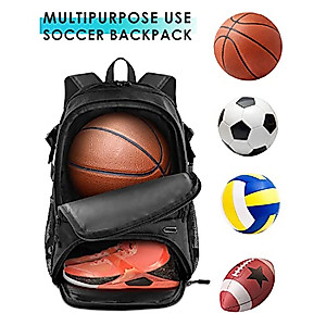 BROTOU Basketball Bag, Soccer Backpack for adult, Volleyball Football Backpack Sports Gym Bag with Shoe and Ball Compartment for Men/Women (Black-new)