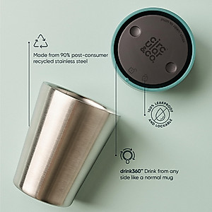 Circular & Co Stainless Steel Coffee Cup - 16oz - Insulated Reusable Travel Mug - Made from Recycled Stainless Steel - 100% Leakproof Coffee Mug - Fully Lockable 360 Drinking - Insulated for 6 Hours