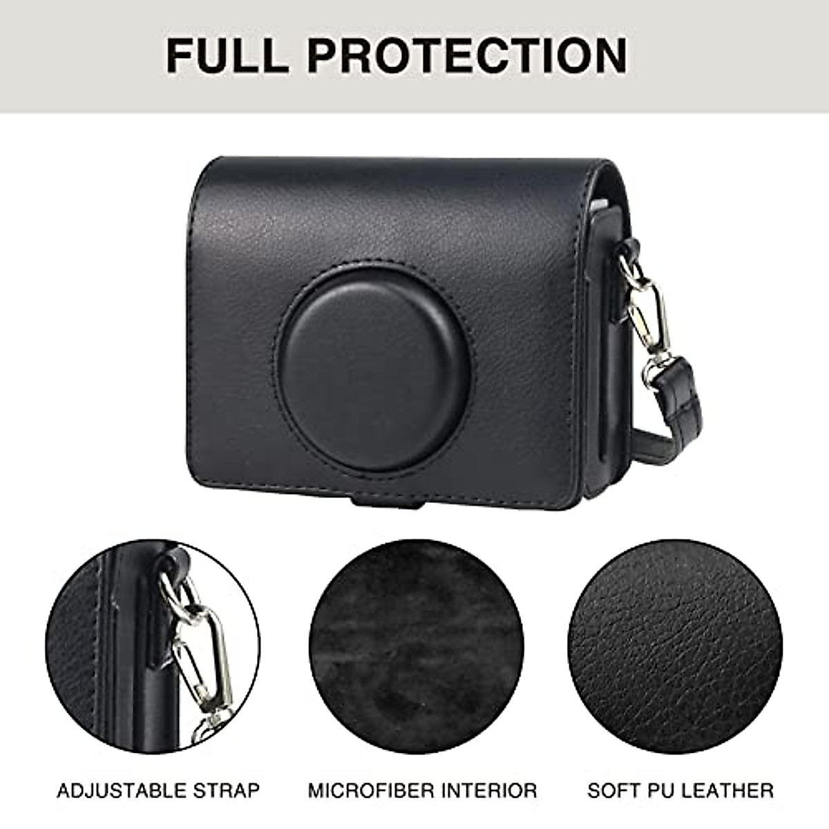 wogozan Protective Case for Fujifilm Mini EVO Digital Hybrid Case Instant Film Camera PU Leather Bag with Strap (Black2)