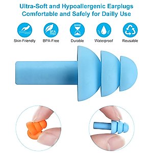 3+2 Pairs Reusable Super Soft Silicone Earplugs, Comfortable Ear Plugs That can Quickly Eliminate Noise, Suitable for Swimming, Sleeping, Snoring, Working, Studying, Loud Noise