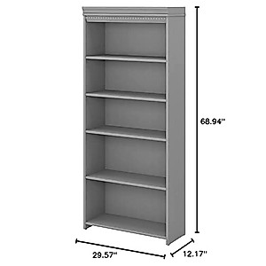 Bush Furniture Fairview 5 Shelf Bookcase, Cape Cod Gray