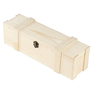 Juvale Wooden Wine Box - Single Wine Bottle Wood Storage Gift Case, Hinged with Clasp Box for Birthday Party, Housewarming, Wedding, Anniversary (13.82 x 3.98 x 3.94 in)