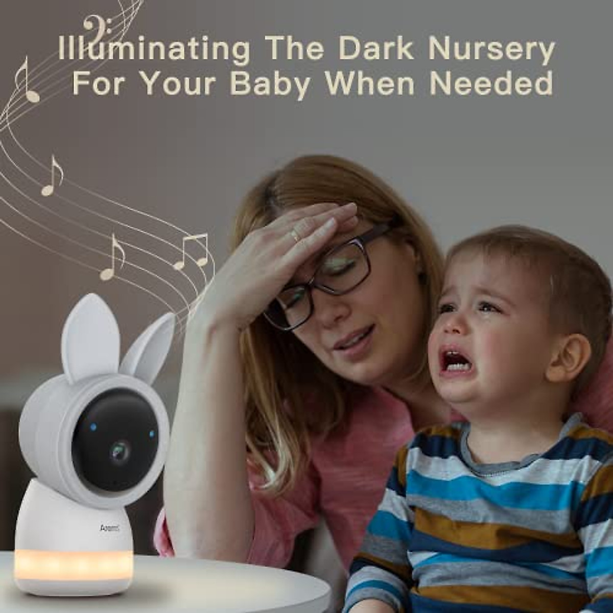 Baby Monitor with Camera and Audio,Add-one Camera for Arenti,2K Ultra HD WiFi Baby Camera,Night Vision,Lullabies,Cry Detection,Temp & Humidity Sensor,Two Way Talk,App Control(Single Camera)