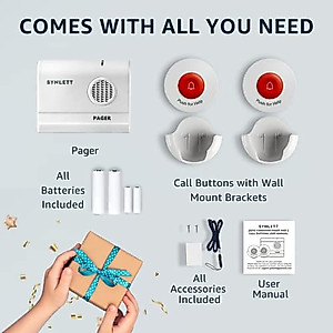 Caregiver Pager Wireless Call Buttons for Elderly Monitoring SOS Alert System Portable Alarm for Nurse Call Seniors Patients Emergency Home