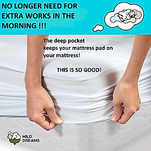 Full Mattress Pad Cover Fitted - Full Bed Mattress Cover Size 54x75 inches Stretches to 16 Deep Pocket- Fitted Quilted Sheet for Full Mattress, White