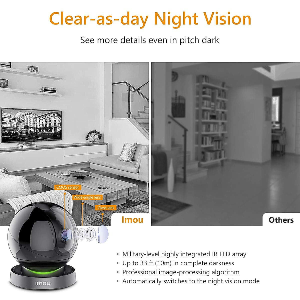 Imou Security Camera Indoor 1080P WiFi Camera (2.4G Only) 360 Degree View Smart Camera with Night Vision, 2-Way Audio, Smart Tracking, Sound Detection, Spotlight & Siren and Ethernet Port, Rex 2MP