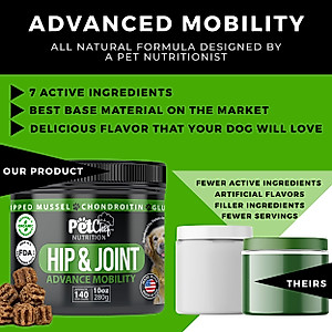 Pet Chef Advanced Dog Hip & Joint Supplement Treat - Glucosamine, Chondroitin & Turmeric MSM Breeds-Reduce Pain, Inflammation & Arthritis. Super Dog Hip & Joint Treat. Renews All Dogs.