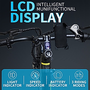 KORNORGE Electric Bike KC7, 26” Electric Bike for Adults with LCD Display, 350W Motor Ebike Up to 19.98 MPH, 36V 12.5Ah Battery, Dual Shock Absorber, Certified to UL Standard 2849