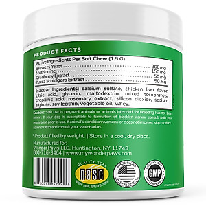 Wonder Paws Grass Hero, Grass Burn Spot Chews – Neutralizes Urine to Prevent Yellow Lawn Spots – Dog Pee Lawn Saver, Spot Treatment & Urinary Health – Cranberry & Methionine – 60 Soft Chews