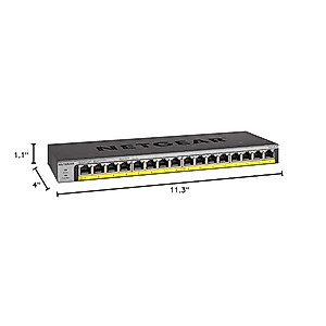 NETGEAR 16-Port Gigabit Ethernet Unmanaged PoE Switch (GS116LP) - with 16 x PoE+ @ 76W Upgradeable, Desktop, Wall Mount or Rackmount, and Limited Lifetime Protection