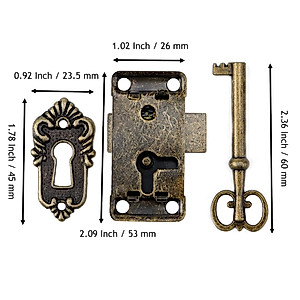Mcredy 4 Sets vintage lock,2.1 Inch Retro Cabinet Drawer Lock Case Jewelry Box Lock Spring Latch Lock with Key,Bronze
