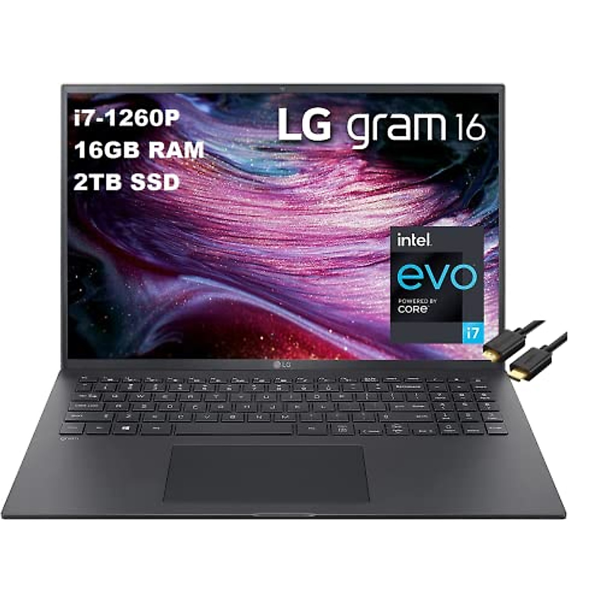 LG Gram 16 16Z90Q Ultra-Slim 16" WQXGA (Intel 12-Core i7-1260P, 16GB RAM, 2TB PCIe SSD) Military Grade Durable Business Laptop, 22hr Battery, Thunderbolt 4, Webcam, IST HDMI, Windows 11 Home