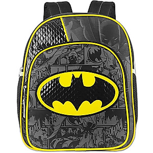 Batman Backpack for Preschool Toddlers ~ Deluxe 12" Batman Mini Backpack for Boys Kids (Batman School Supplies Bundle)
