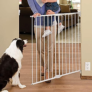 Munchkin® Extending XL™ Tall and Wide Baby Gate,  Hardware Mounted Safety Gate for Stairs, Hallways and Doors, Extends 33" - 56" Wide, Metal, White
