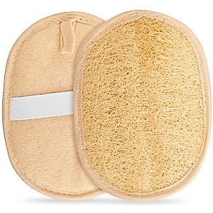 Egyptian Natural Loofah Pad Exfoliating Body Scrubber - Vegan Double Sided Luffa Sponges Deep Clean Your Body, Face & Back While an Exfoliating Washcloth Side Removes Oils - 6.9 x 4.7 Inches, 2 Pack