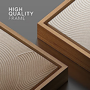 SIGNWIN Framed Canvas Print Wall Art Pastel Brown Geometric Wave Landscape Abstract Shapes Illustrations Minimal Decorative Nordic Zen Bohemian Chic for Living Room, Bedroom, Office - 16"x24" Natural