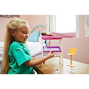 Barbie Doll and Furniture Set, Loft Bed with Transforming Bunk Beds and Desk Accessories, Gift Set for 3 to 7 Year Olds​​​​