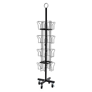 Rosyouth 16 Pocket Rotating Countertop Greeting Card Rack, 4 Tiered Rotating Greeting Card Rack, Metal Display Stand Spinning, Floor Stand Pocket Rotating Holder for Thrift Retail Grocery