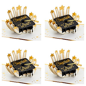 Hallmark Signature Paper Wonder Pop Up Graduation Cards, Grad Cap (4 3D Cards with Envelopes)