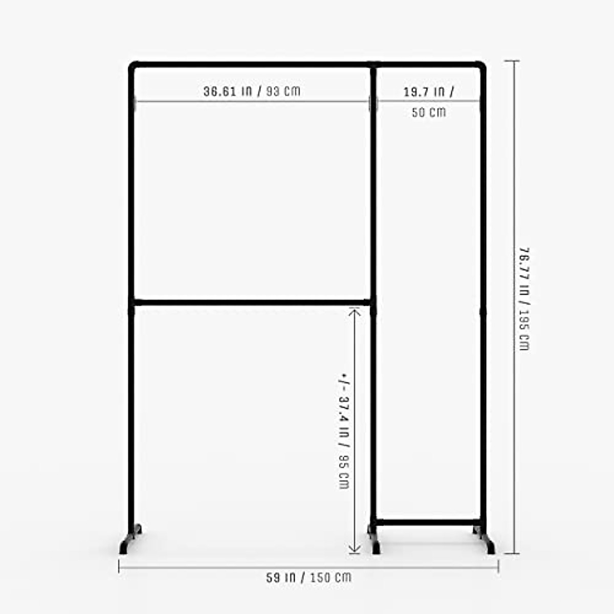 pamo freestanding clothes rail in industrial loft design - LAS II - wardrobe for walk-in closet wall I bedroom clothes rack made of black sturdy tubes