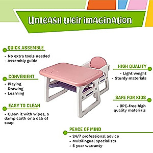 TinyGeeks Kids Table and Chairs Set Safe for Children Activity Table for Kids and Candy Kids Portable CD Player for Kids FM Radio - Batteries Included Bundle