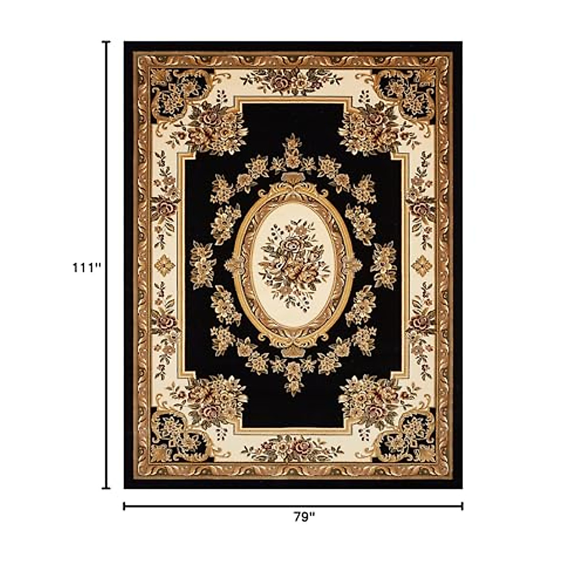 Well Woven Timeless Le Petit Palais Traditional Medallion Black Area Rug 6'7" x 9'3"