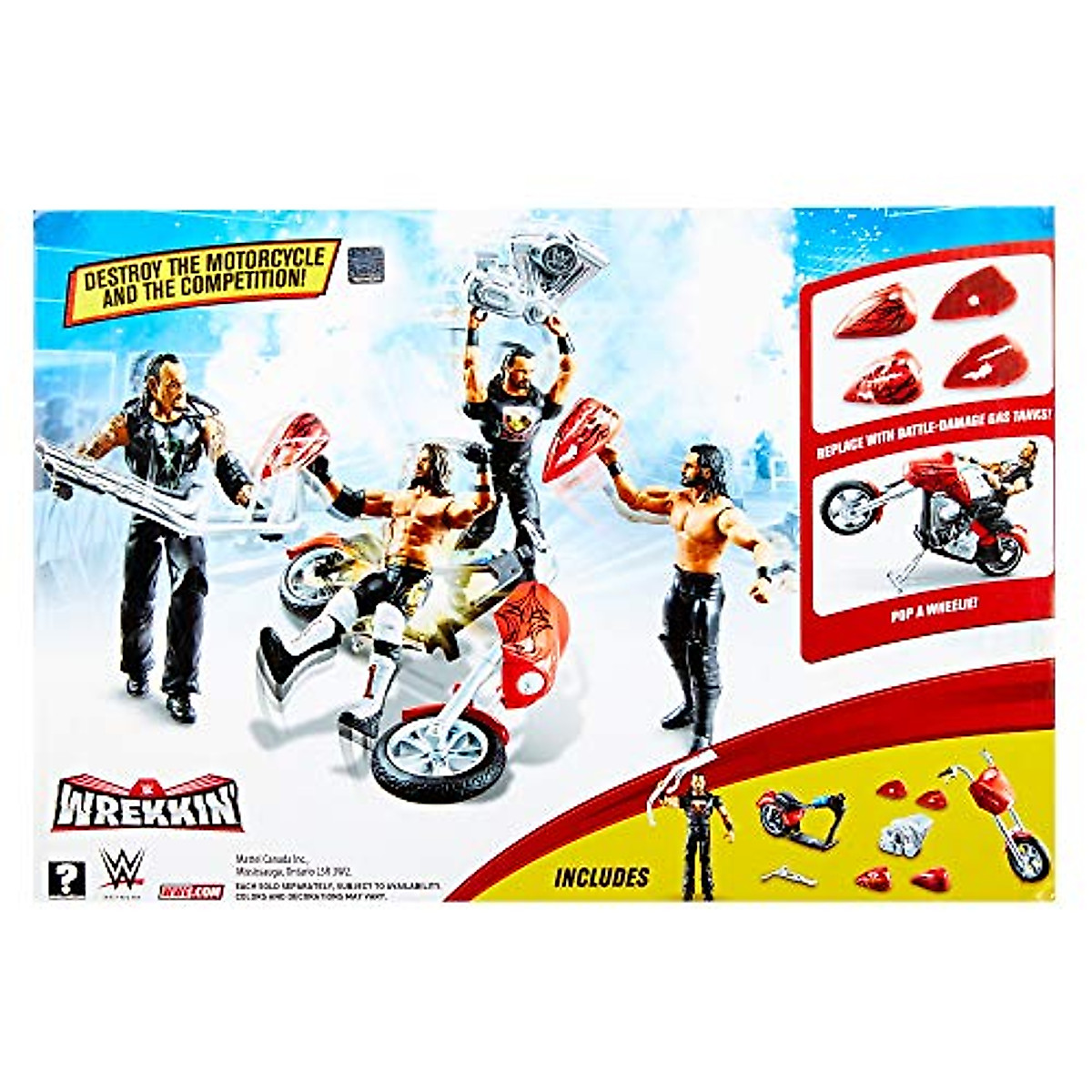 WWE Wrekkin Slam Cycle Motorcycle (10.5 in) with Wheelie Action and 9 breakable parts, with 6-in/15.24-cm Drew McIntyre Basic Action Figures; Gift for Ages 6 Years Old & Up