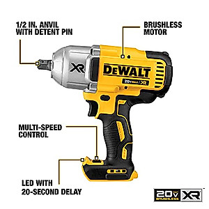 DEWALT 20V MAX* XR Cordless Impact Wrench Kit with Detent Anvil, 1/2-Inch (DCF899P2)