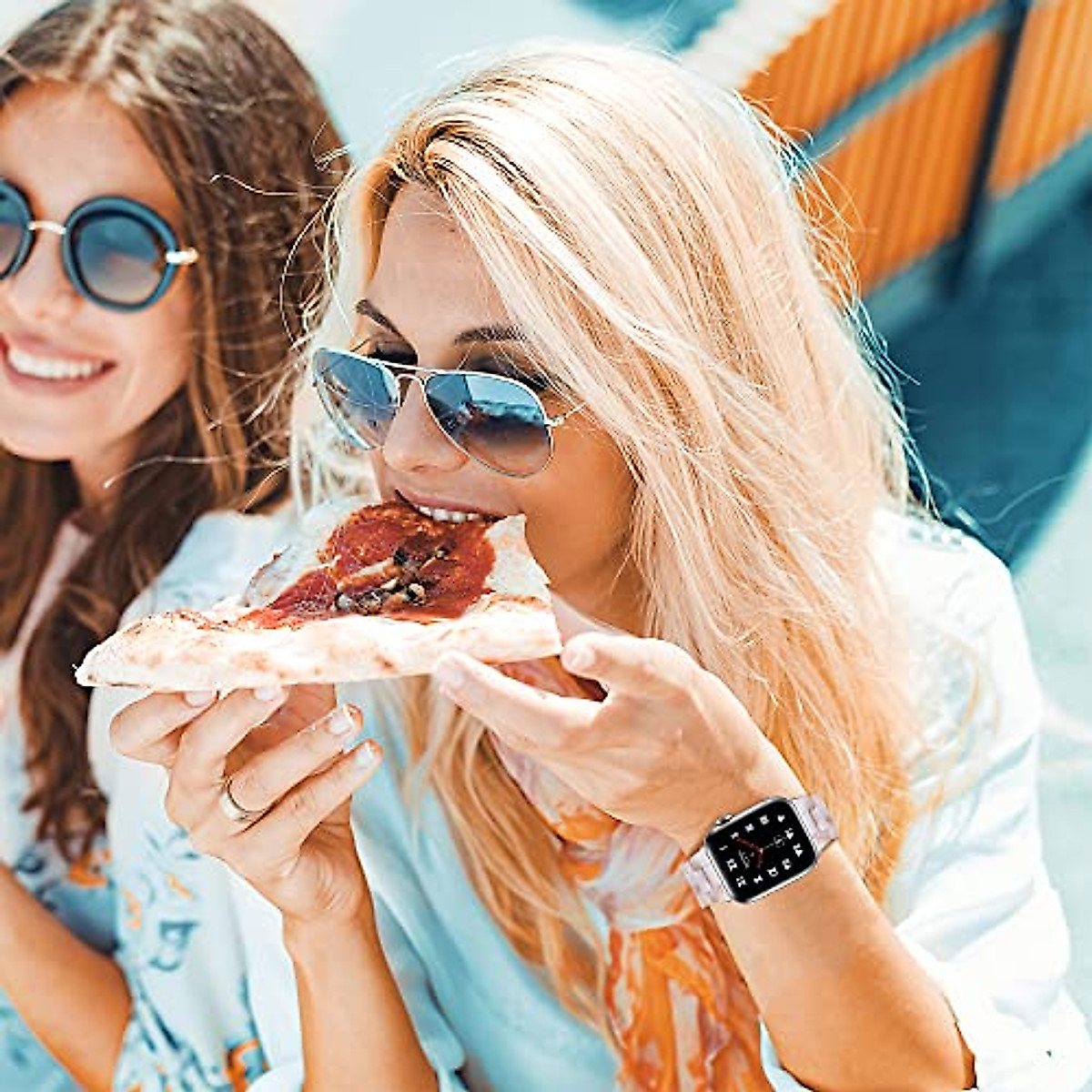 OCEBEEC Resin Bands Compatible with Apple Watch 38mm 40mm 41mm 42mm 44mm 45mm, Light Resin Strap Bracelet Replacement for iWatch SE Series 7/6/5/4/3/2/1 Women Men (Pink Flower, 38mm/40mm/41mm)