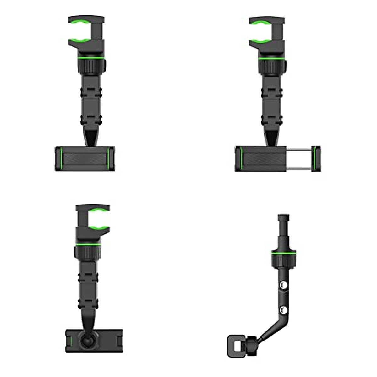 cdbz New 360° Rearview Mirror Phone Holder,Car Rearview Mirror Mount Phone and GPS Holder,Universal 360 Degrees Rotating Car Phone Holder,Cell Phone Automobile Cradles (Gray + Cable)