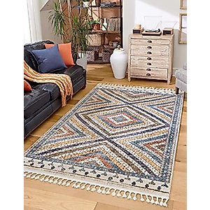 Unique Loom Aramis Collection Area Rug - Rio (Rectangular 7' 10" x 11' 0", Blue/ Ivory)