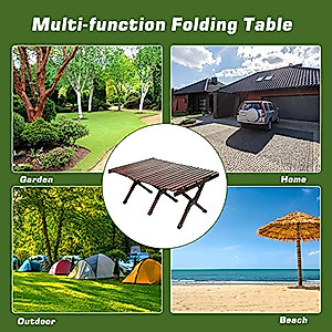 ZUZHII 3ft Low Height Portable Folding Wooden Travel Camping Table for Outdoor/Indoor Picnic, BBQ and Hiking with Carry Bag, Multi-Purpose for Patio, Garden, Backyard, Beach(Large, Walnut Wood)