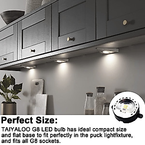 TAIYALOO Dimmable G8 LED Light Bulbs, 20W-25W Halogen Replacement, Natural White 4000K, T4 JCD Type 2-Pin Base, 120V Mini G8 Bulbs for Under Cabinet Puck Light, Under Counter Light (10 Pack)