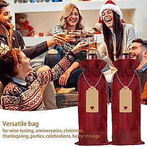 HOMUM 12 Pcs Premium Burlap Wine Bags, Wine Gift Bags with Drawstrings - Reusable Wine Bags, Wine Bottle Bags for Weddings, Parties, Blind Tastings, Christmas, Birthdays, Housewarming, Home Storage (Red)